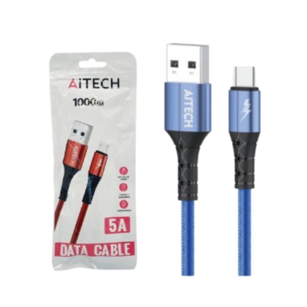 CABLE USB AITECH MALLADO CARGA RAPIDA 5A TIPO C 1000MM – Paio